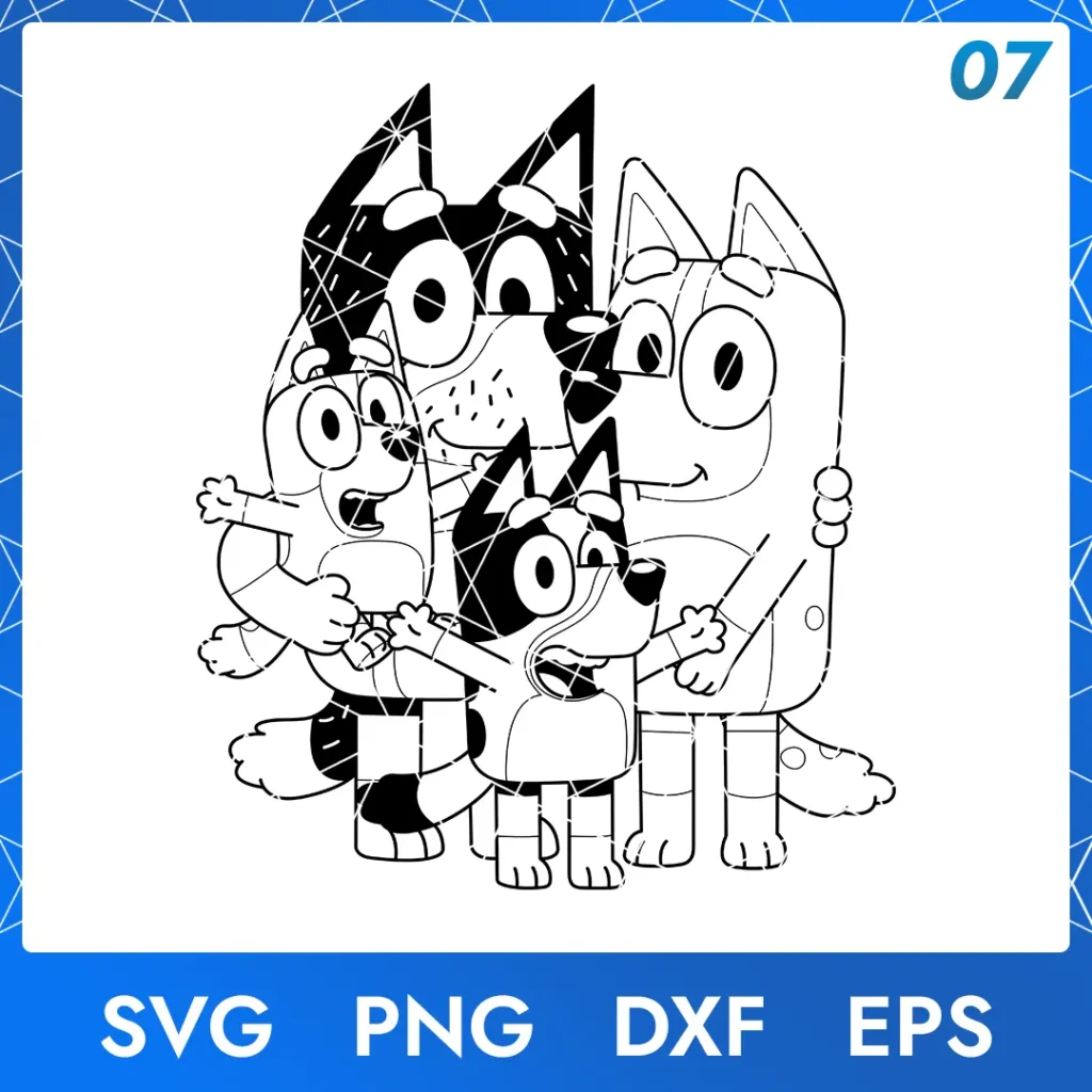 6+ Bluey Family Svg, Png, Dxf, Eps - Instant Download