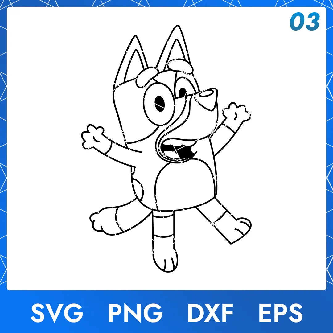Bluey Outline Svg, Png, Dxf, Eps - Instant Download