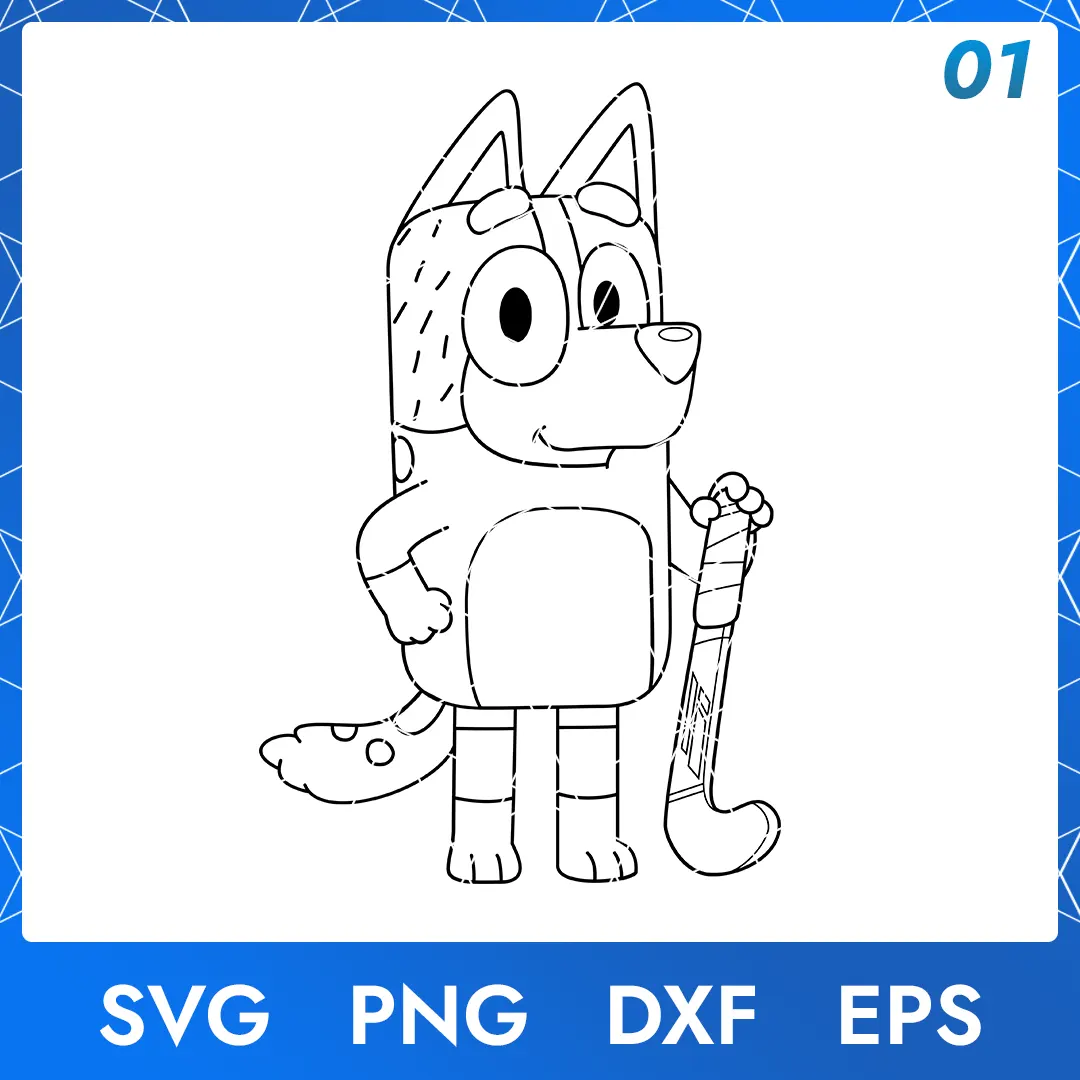 Chilli Heeler Outline Svg, Png, Dxf, Eps - Digital Download