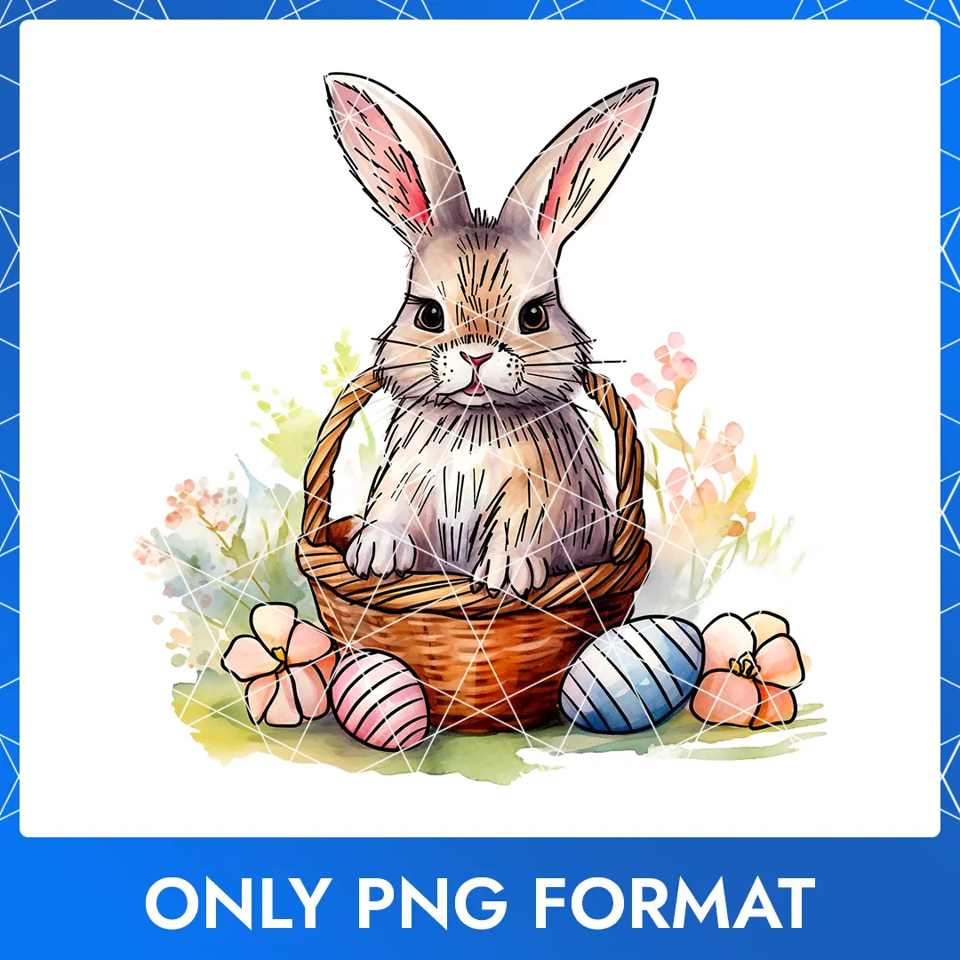 Easter Bunny Clipart Transparent Image - Instant Download