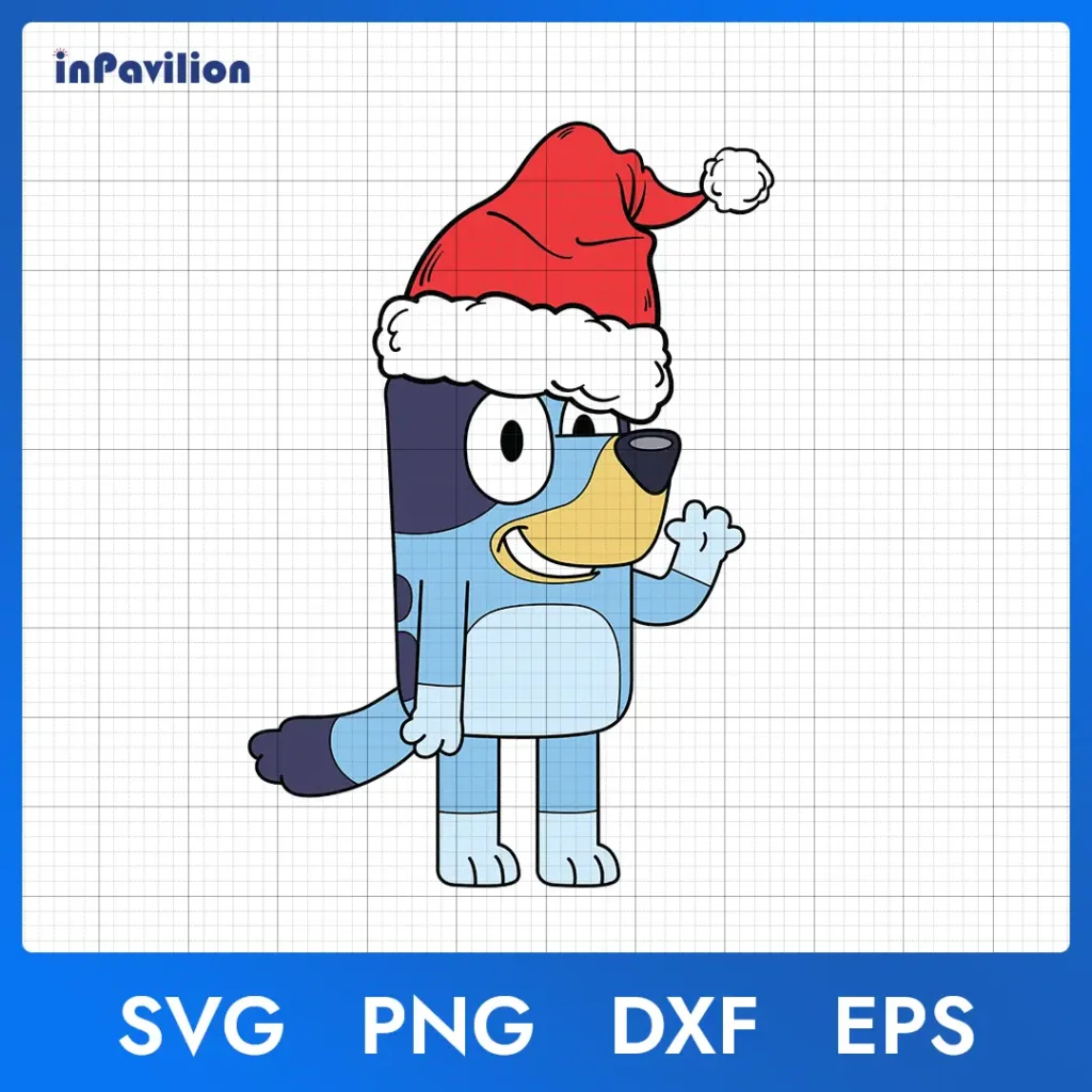 Bluey Santa Hat Christmas SVG Files for Cricut