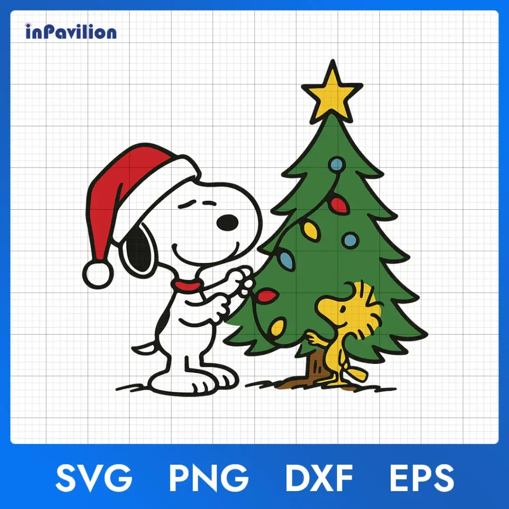 Snoopy And Peanuts Christmas Tree SVG - Instant Download