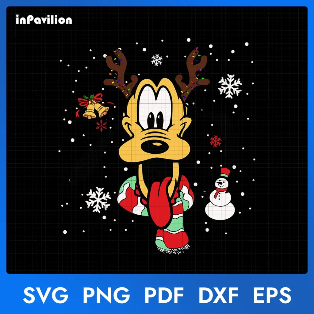 Pluto Face Christmas SVG Cute Xmas Clipart | Digital File